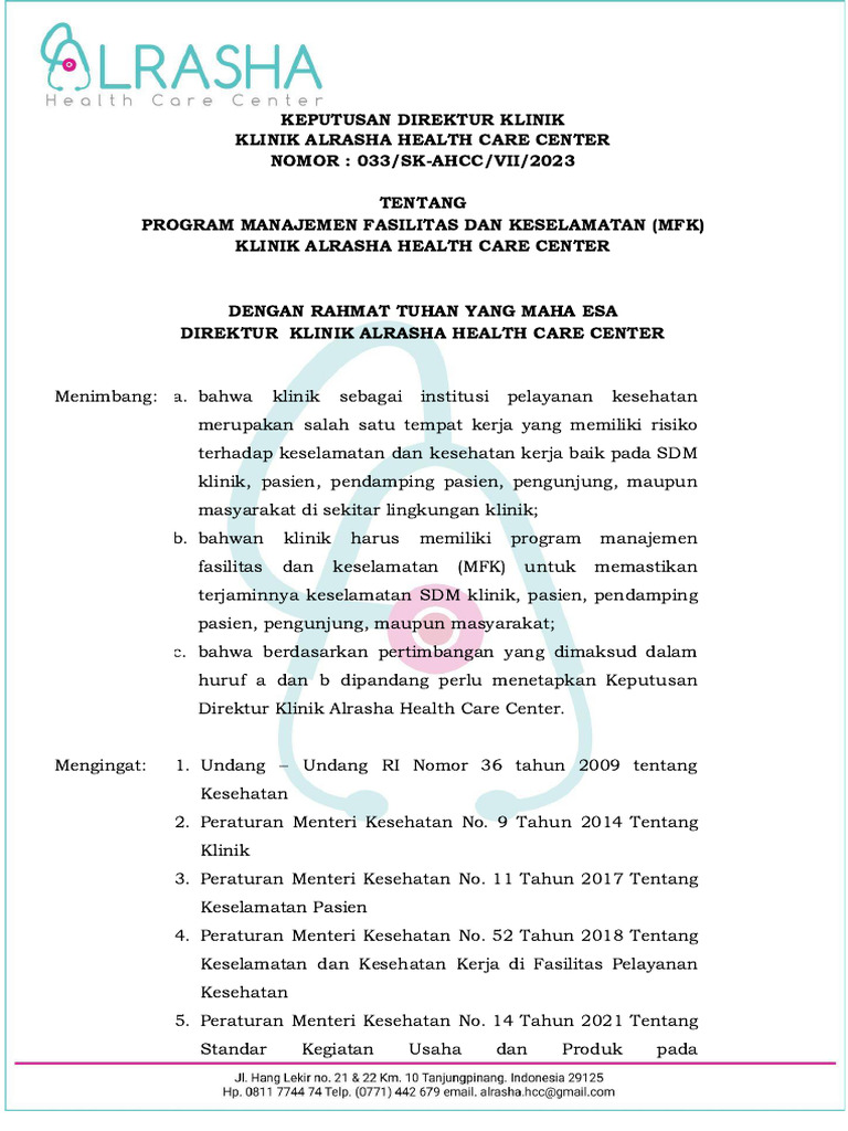 Program MFK Klinik Alrasha 2023 | PDF