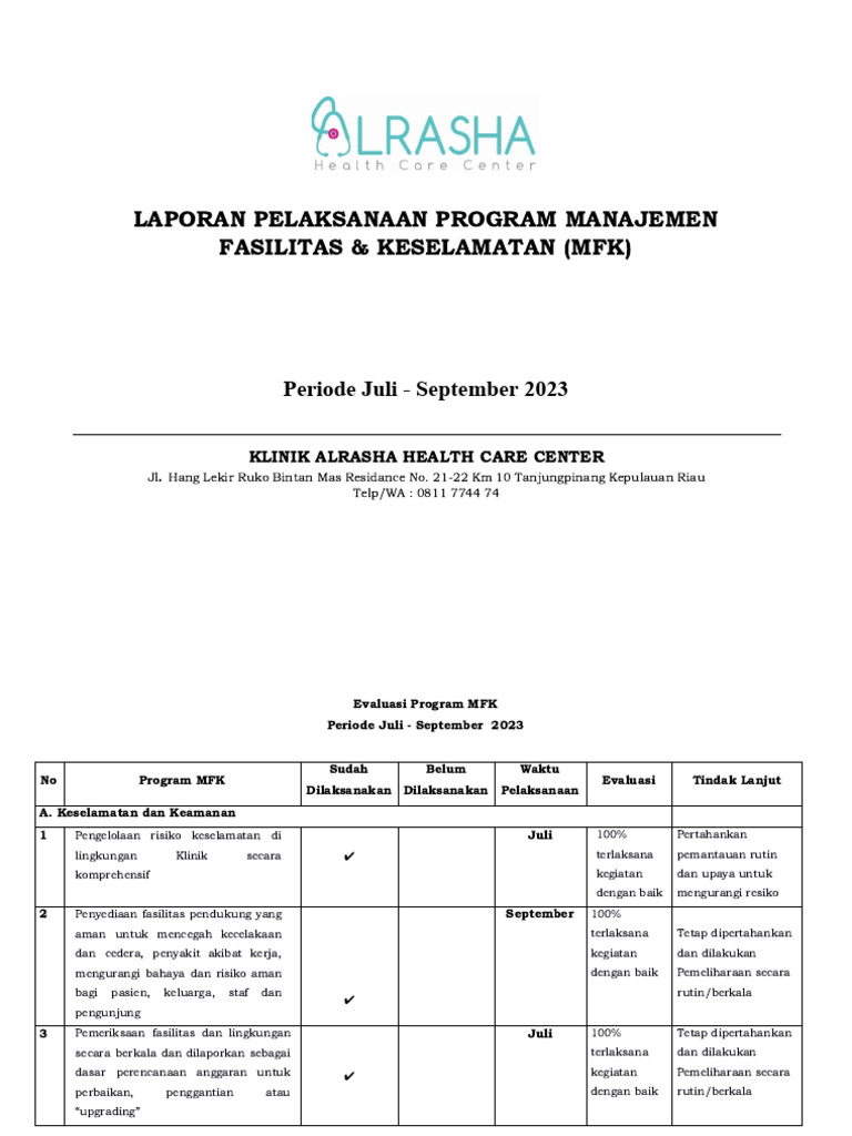Laporan Pelaksanaan Program MFK Alrasha | PDF
