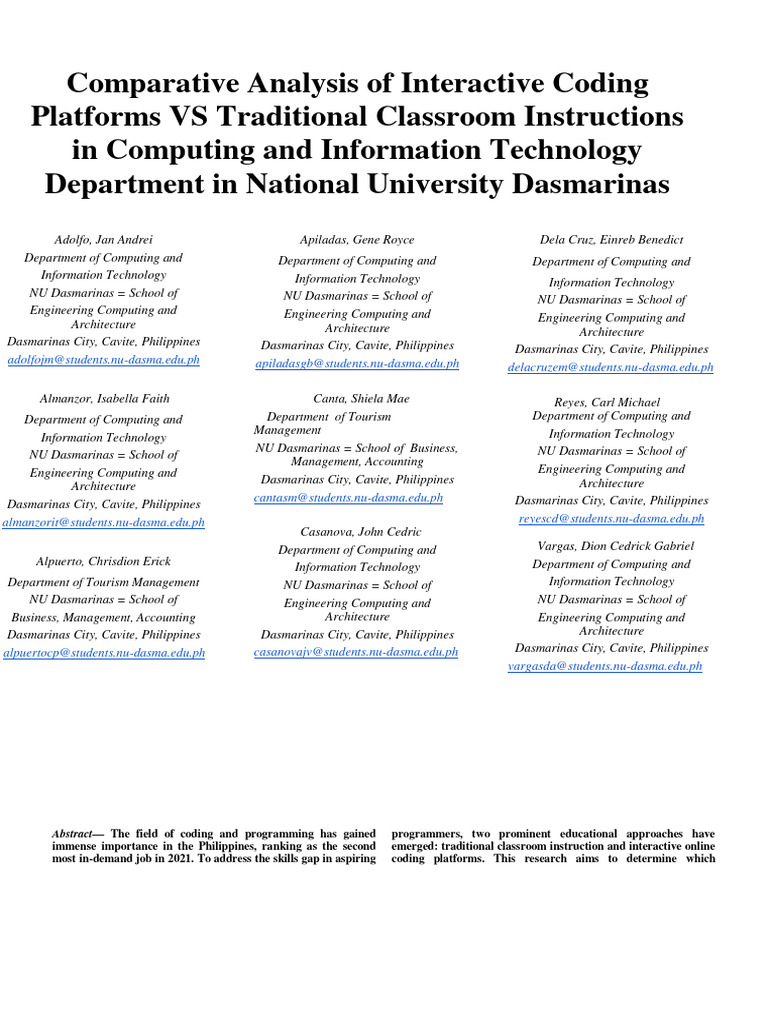 Comparative Analysis of Interactive Coding Platforms VS Traditional ...