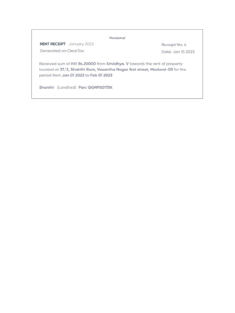 January - Rent receipt | PDF