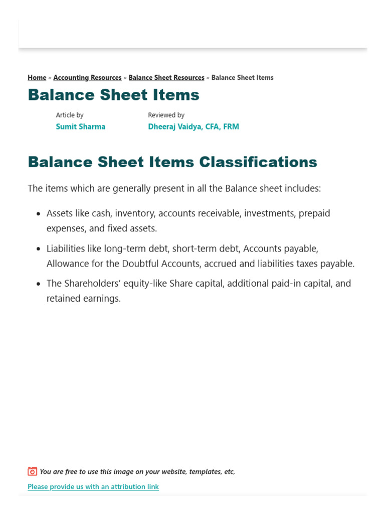 Balance Sheet Items List of Top 15 Balance Sheet Items | Download Free ...