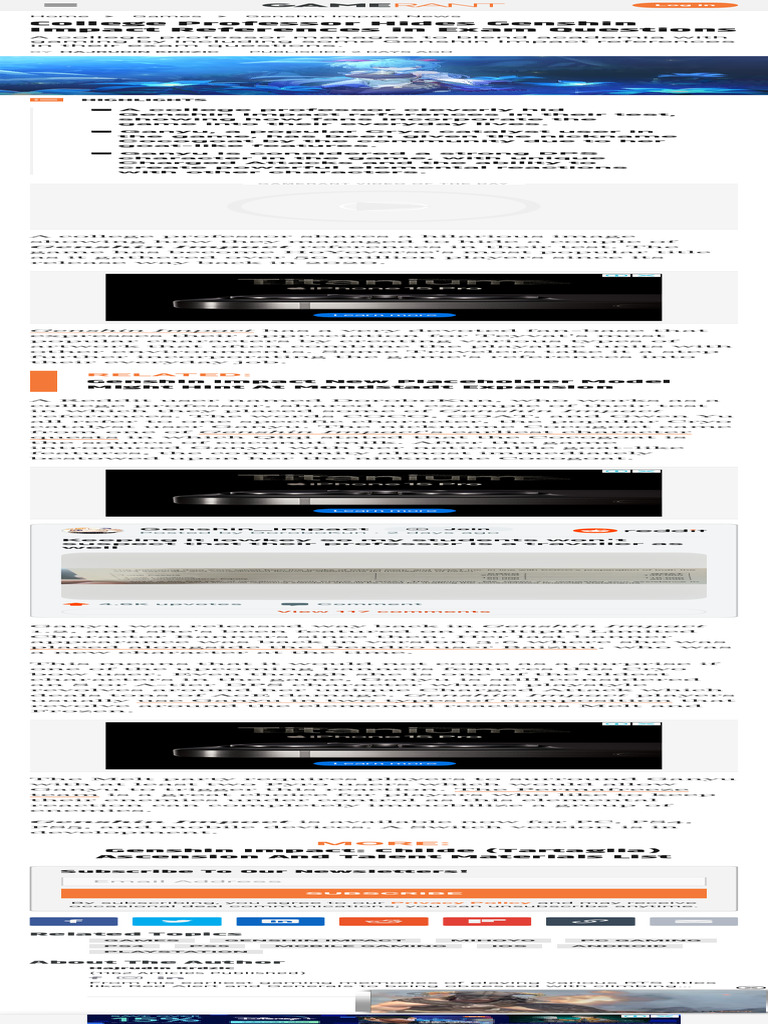 College Professor Hides Genshin Impact References | PDF