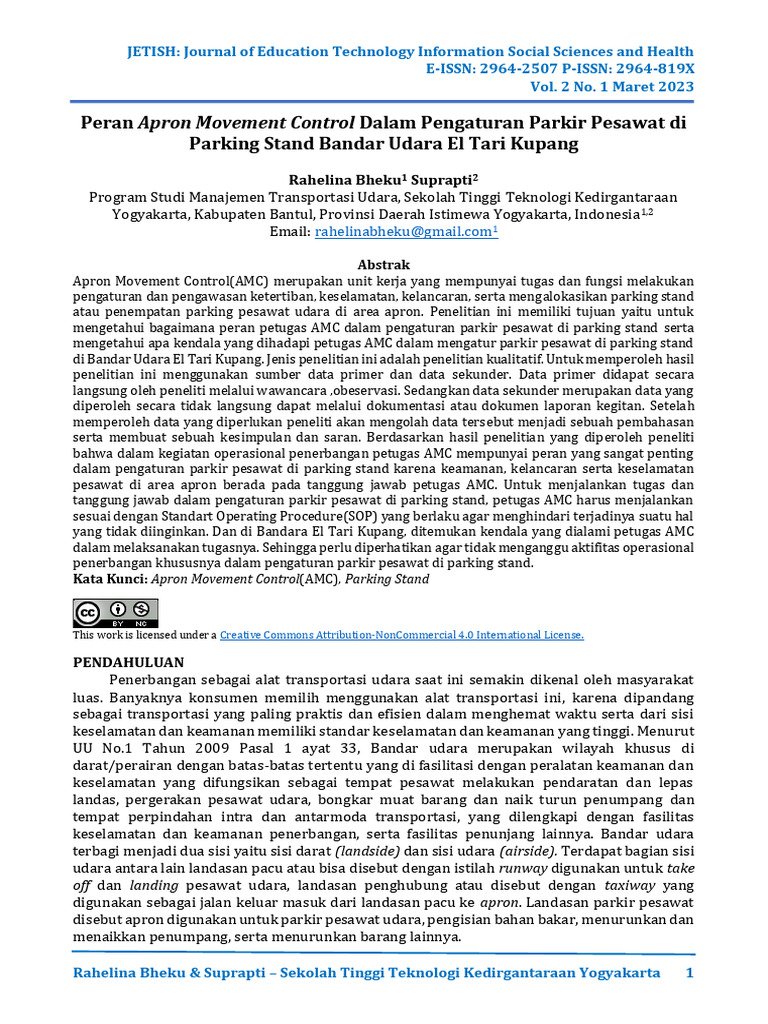 Peran Apron Movement Control Dalam Pengaturan Parkir Pesawat Di Parking ...