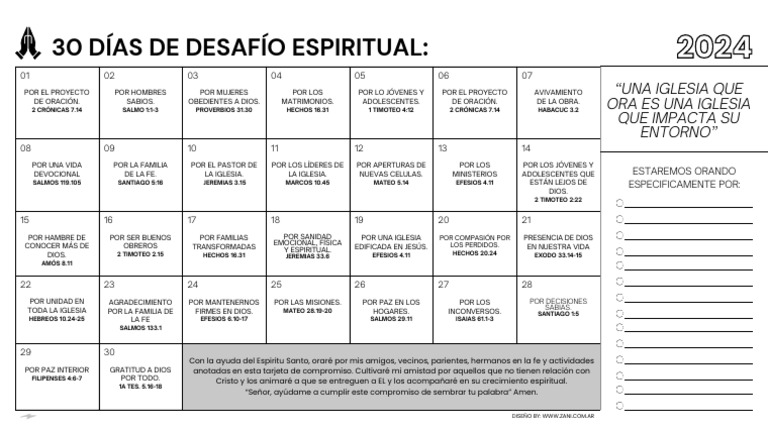 Calendario 30 Días de Oración | PDF | Contenido bíblico