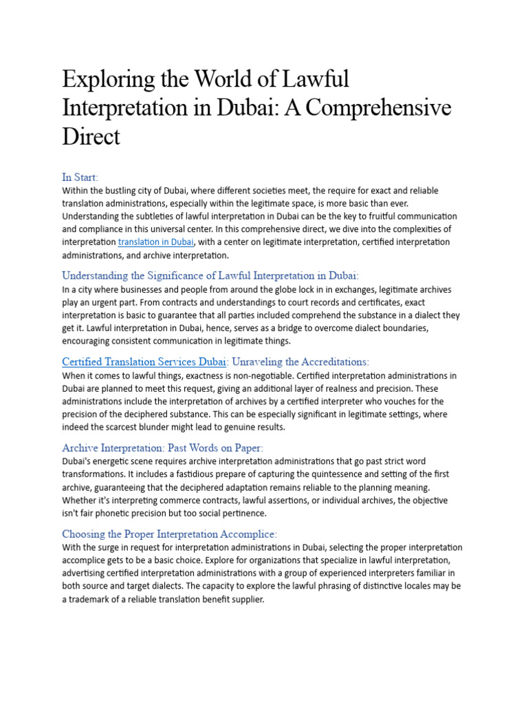 Exploring the World of Lawful Interpretation in Dubai 2 | PDF ...