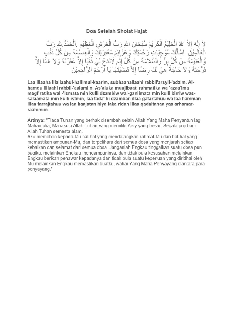 Doa Setelah Sholat Hajat | PDF | Agama & Spiritualitas