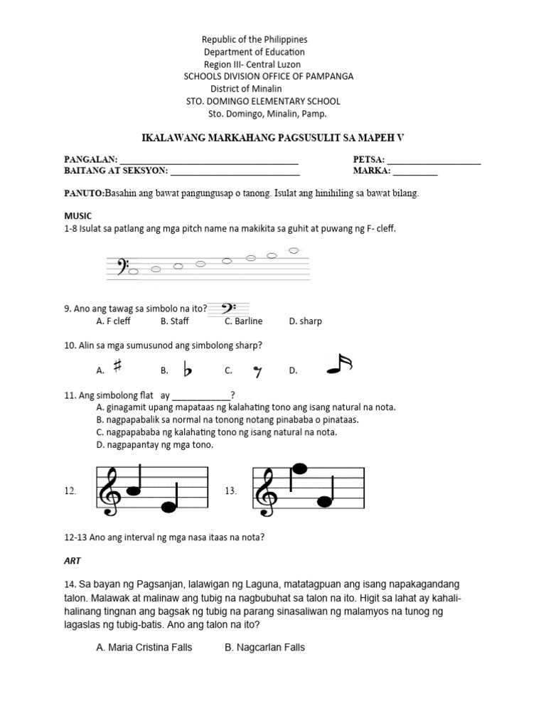 2nd Quarter Periodical Test in MAPEH With TOS 1 | PDF