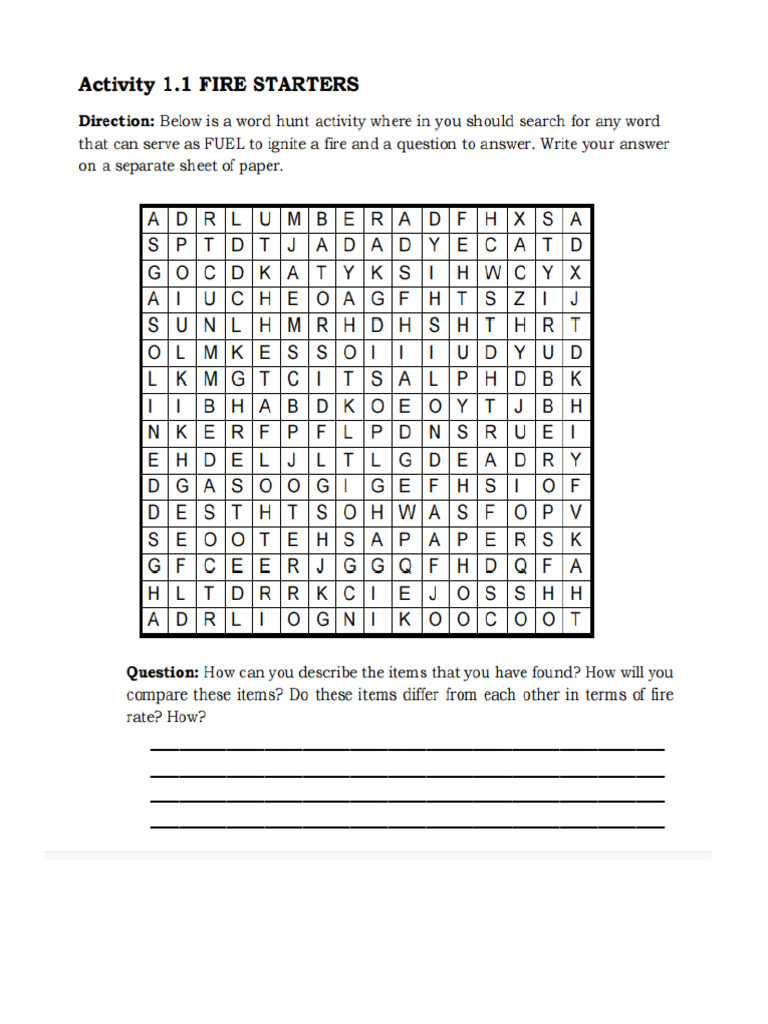 Fire Hazard Activity | PDF