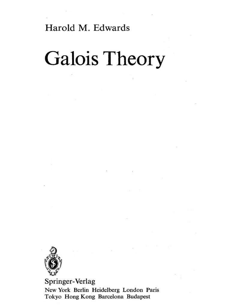 GTM 101 Galois Theory Harold M Edwards | PDF