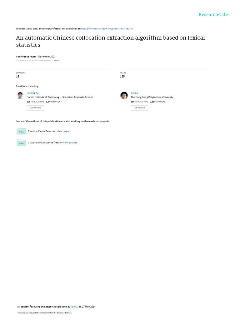 An Automatic Chinese Collocation Extraction Algori | PDF | Word | Syntax