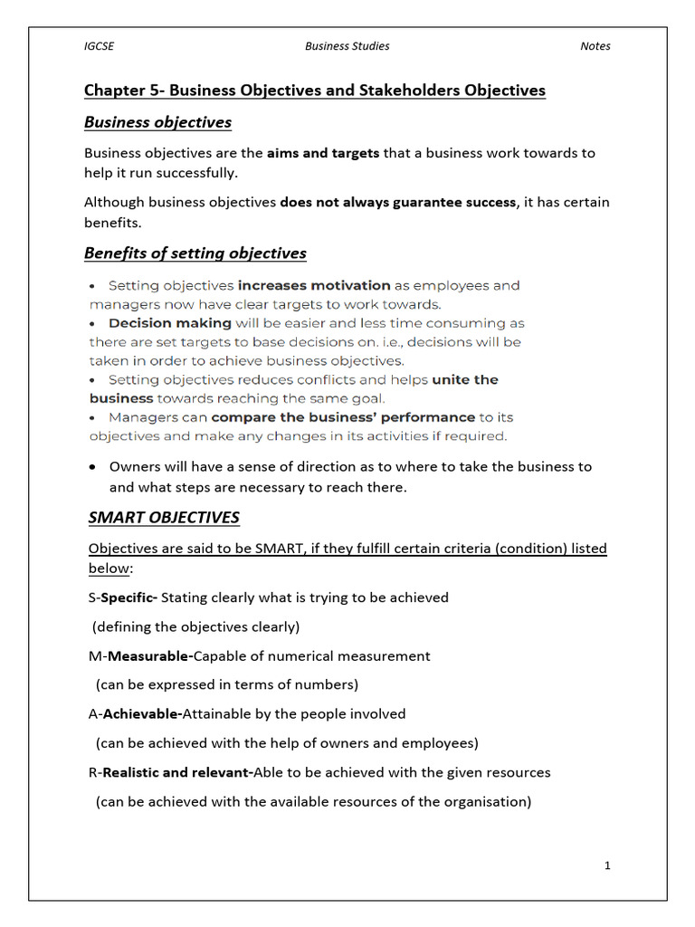 IGCSE Business Studies Guide | PDF | Business | Corporate Social ...
