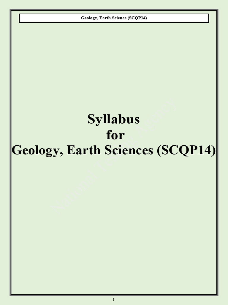 Geology Earth Science Scqp14 Syllabus 2024 | PDF | Earth Sciences ...