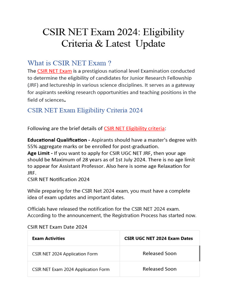 Csir Net Exam 2024 | PDF | Learning | Science