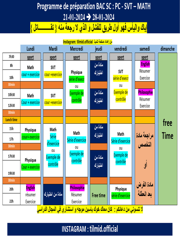 Programme BAC SC : PC, SVT, MATH | PDF