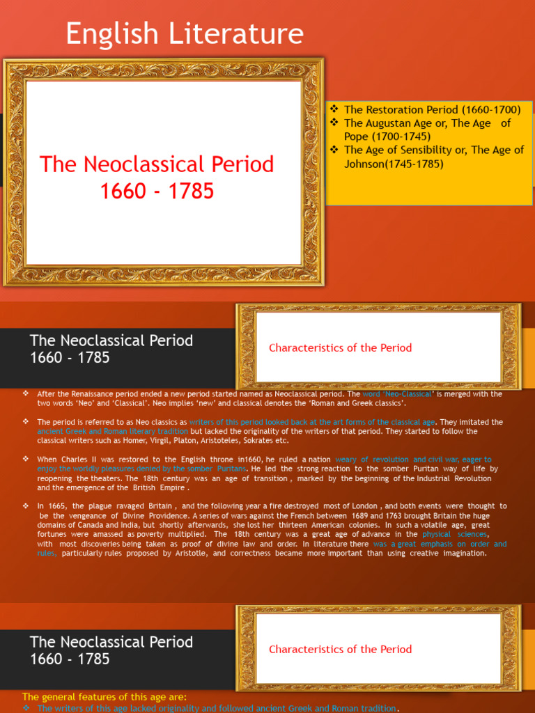 The Neoclassical Period | Download Free PDF | English Literature | Poetry
