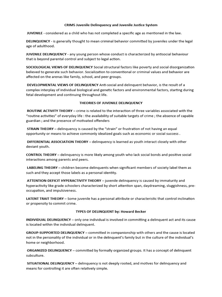 CRIM5 Juvenile Delinquency and Juvenile Justice System | PDF | Juvenile ... CRIM5 Juvenile Delinquency and Juvenile Justice System | PDF | Juvenile ...
