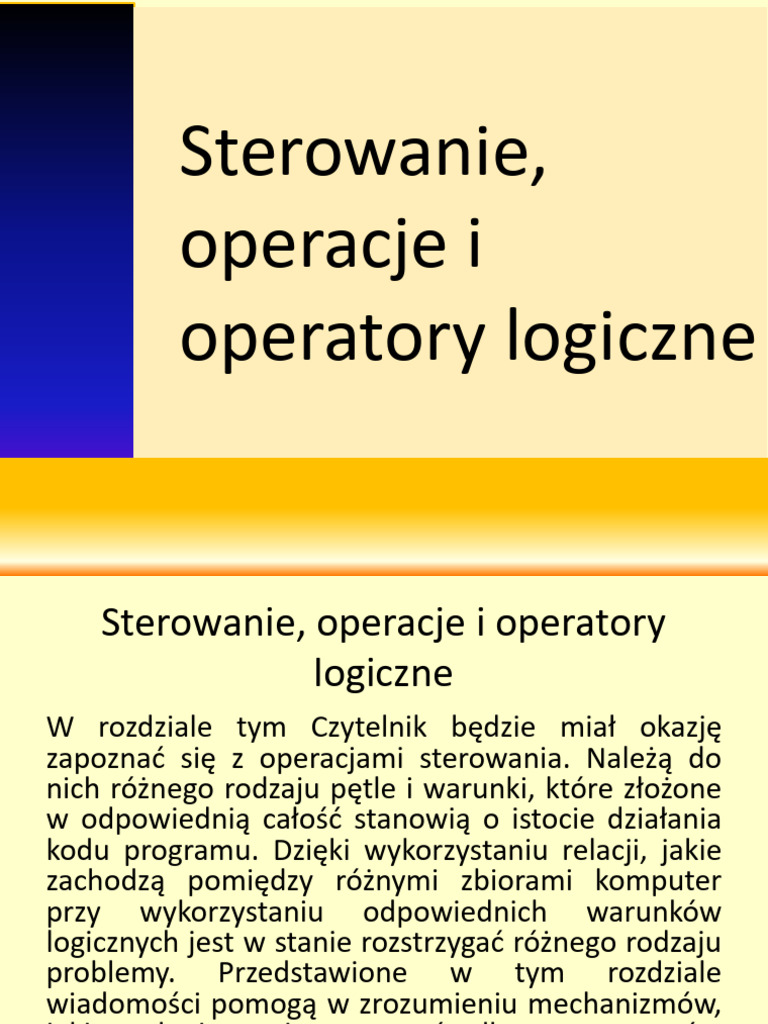 Sterowanie, Operacje I Operatory Logiczne | PDF