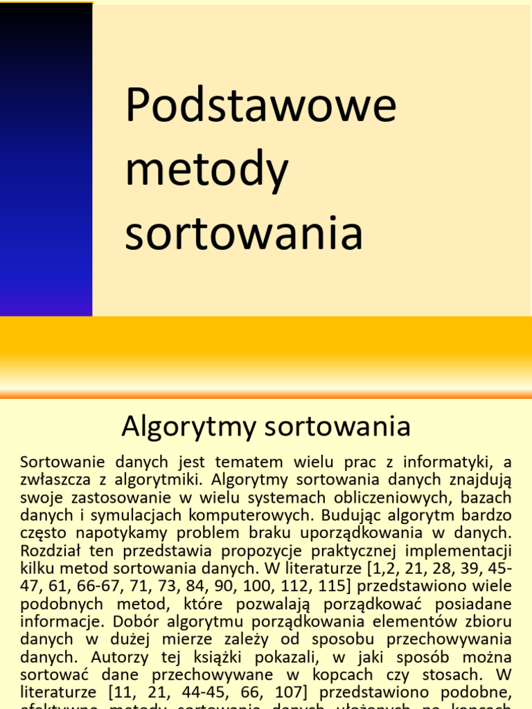 Podstawowe Metody Sortowania | PDF