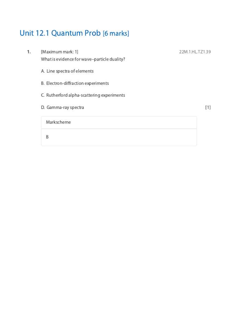 Unit 12.1 Quantum Prob | PDF | Electron | Atomic Orbital