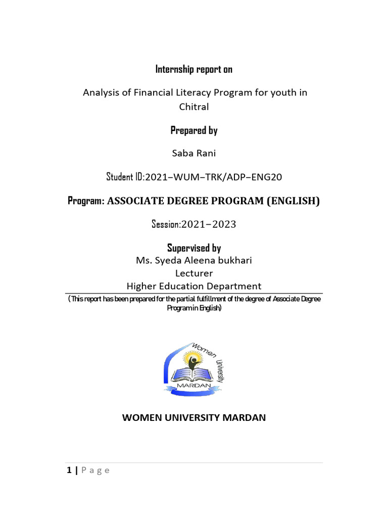 Internship Report Saba Rani | PDF | Teachers | Internship