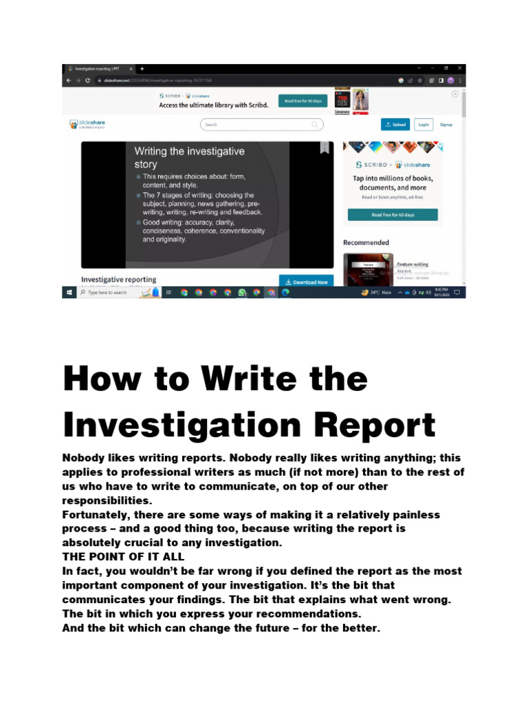 How To Write The Investigation Report | PDF | Business