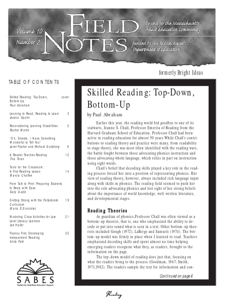 Reading - Top Down - Bottom Up | PDF | Phonics | Applied Psychology