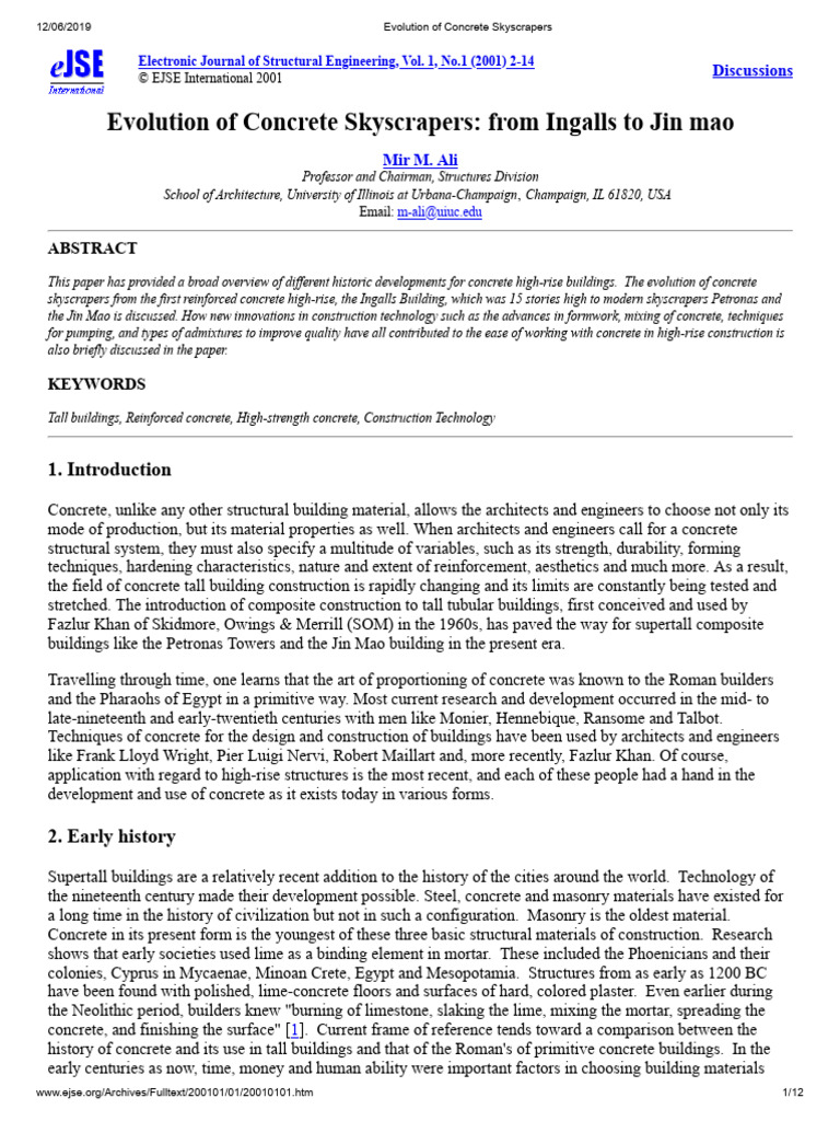 Evolution of Concrete Skyscrapers | PDF | Concrete | Building
