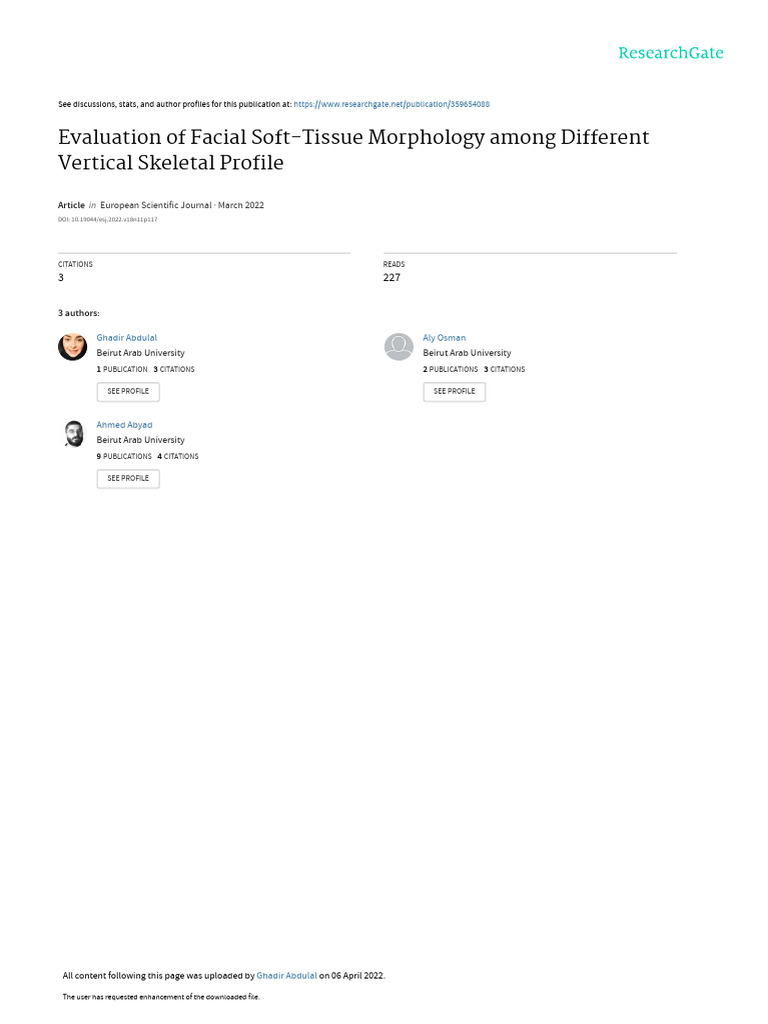 Evaluationof Facial Soft Tissue Morphologyamong Different Vertical ...