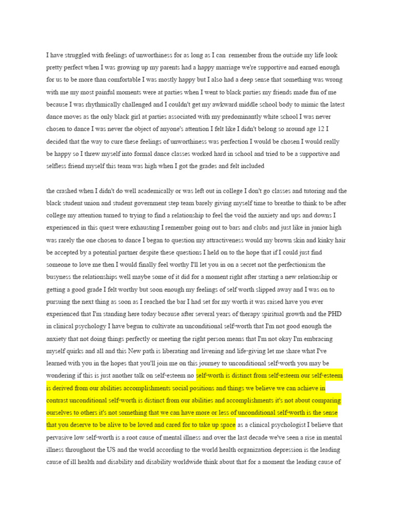 Unconditional Self-Worth | PDF | Self Esteem | Forgiveness