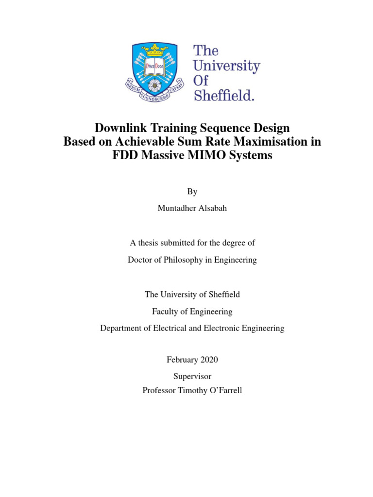 Downlink Training Sequence Design Based On Achievable Sum Rate ...
