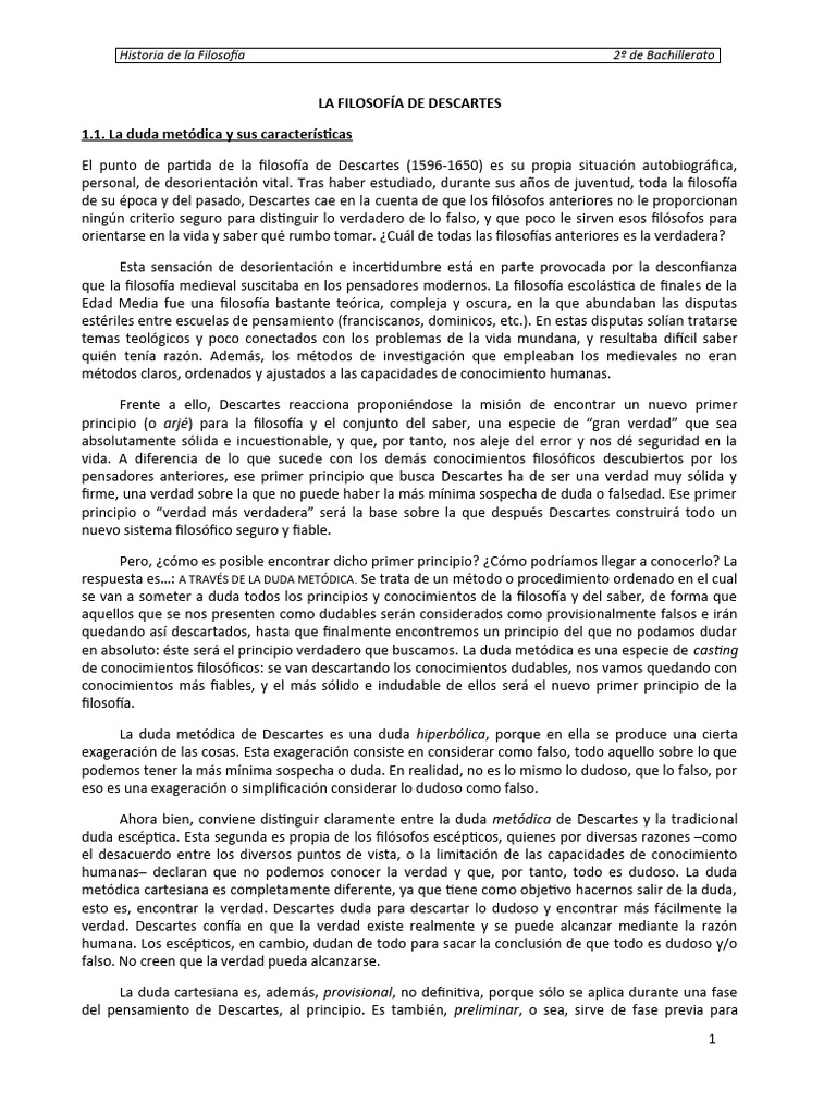 Descartes y la Duda Metódica | PDF | René Descartes | Verdad