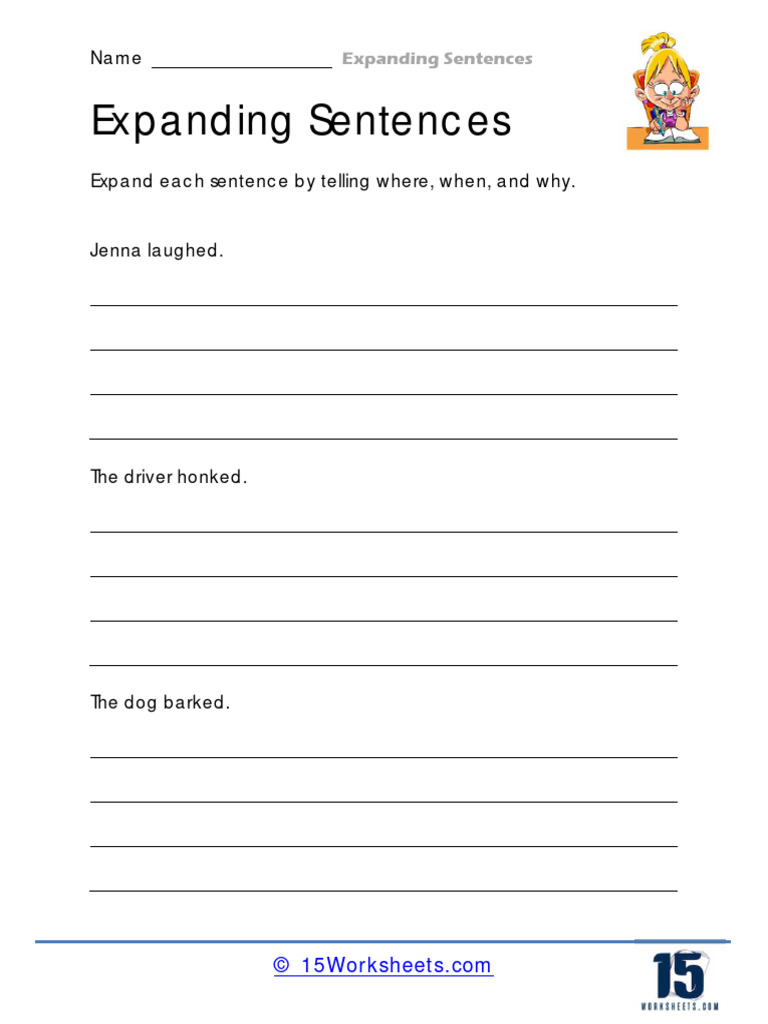 Expanding Sentences: Jenna Laughed | PDF