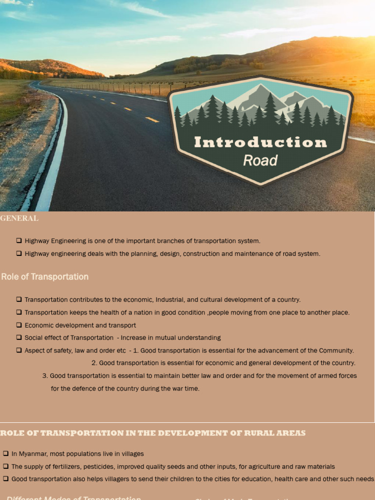 Introduction Road (Chapter 1) | PDF | Transport | Road