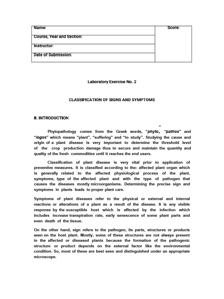 Laboratory Exercise No. 02 1 | PDF | Plant Pathology | Epidemiology
