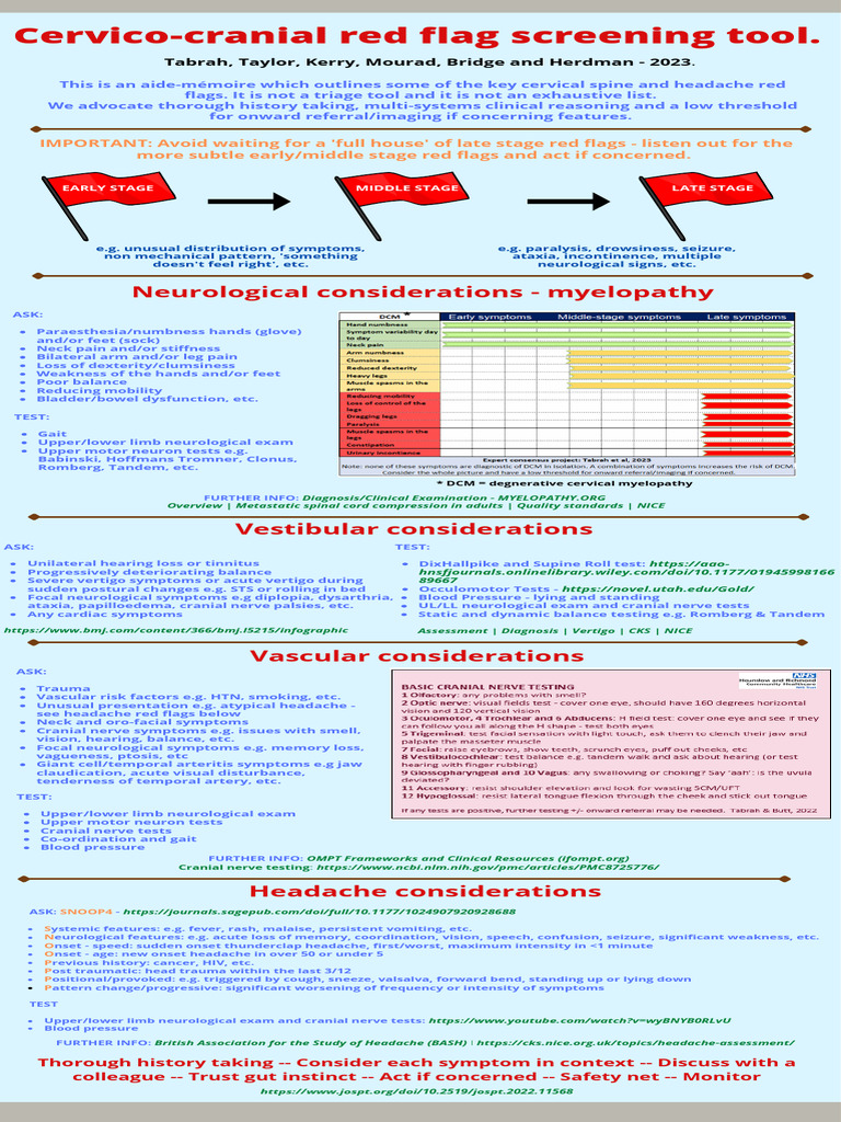 Cervico-Cranial Red Flag Tool - Final For SoMe | PDF | Headache | Vertigo