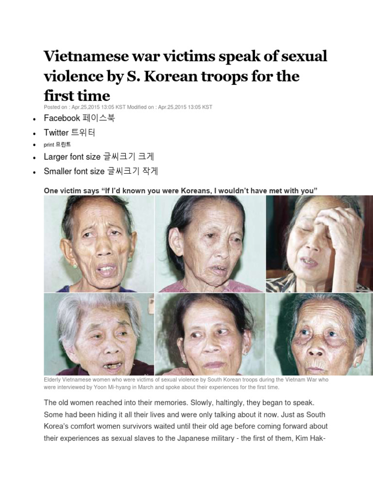 Vietnamese War Victims Speak of Sexual Violence by S | PDF ...