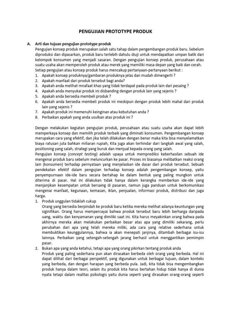 Pengujian Prototype Produk Pdf