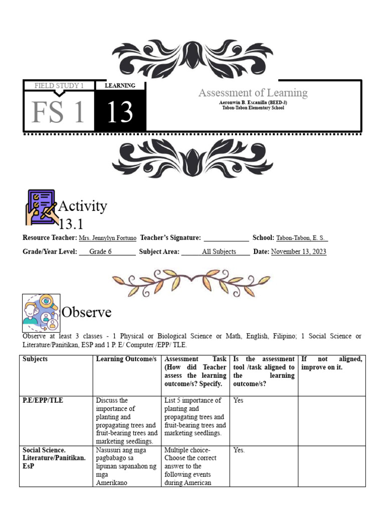 FS1 Episode 13 | PDF | Teachers | Learning