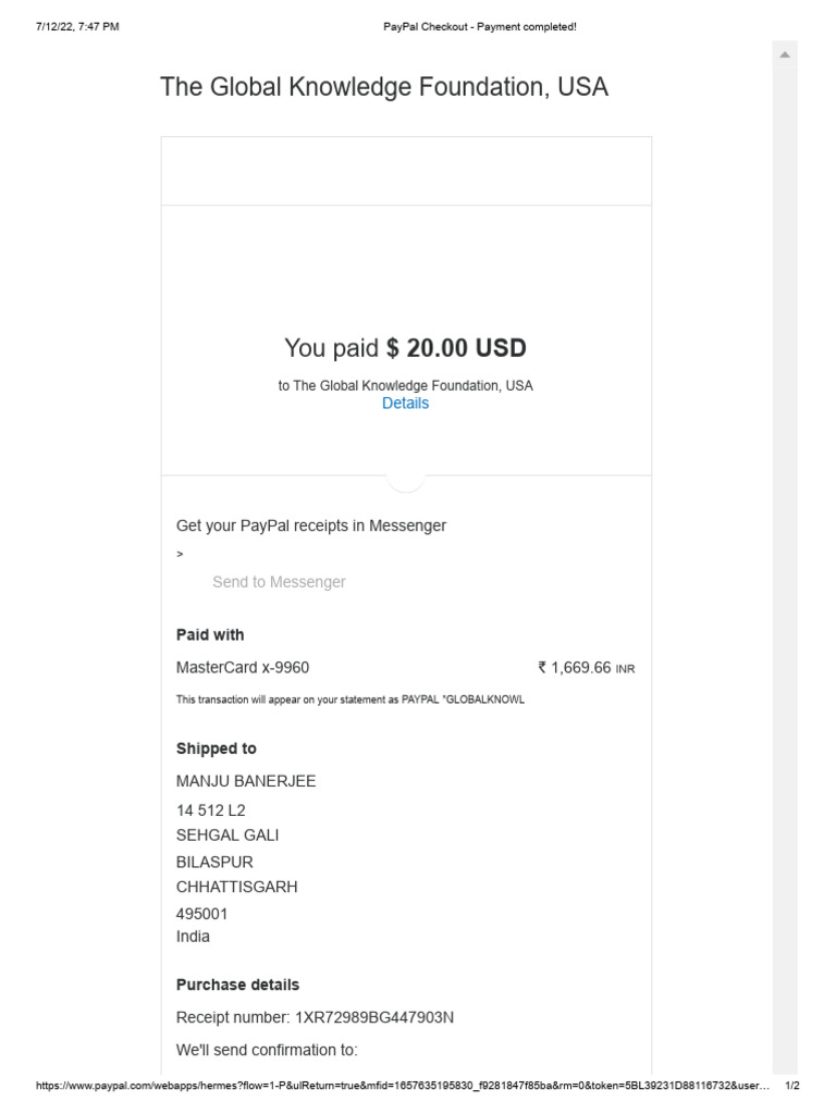 PayPal Checkout - Payment Completed! | PDF