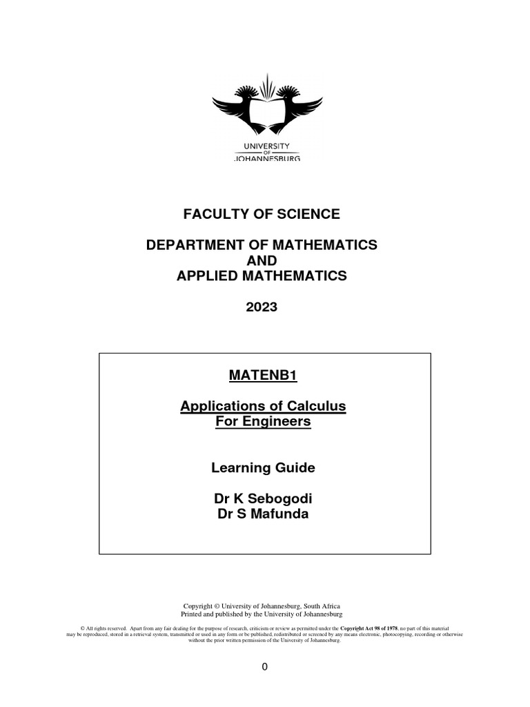 MATENB1 Study Guide 2023 | PDF | Integral | Equations