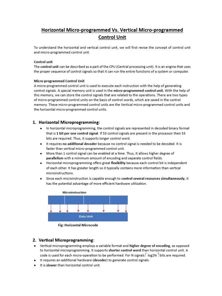 Horizontal Vs Vertical Micro-Program | PDF | Central Processing Unit ...