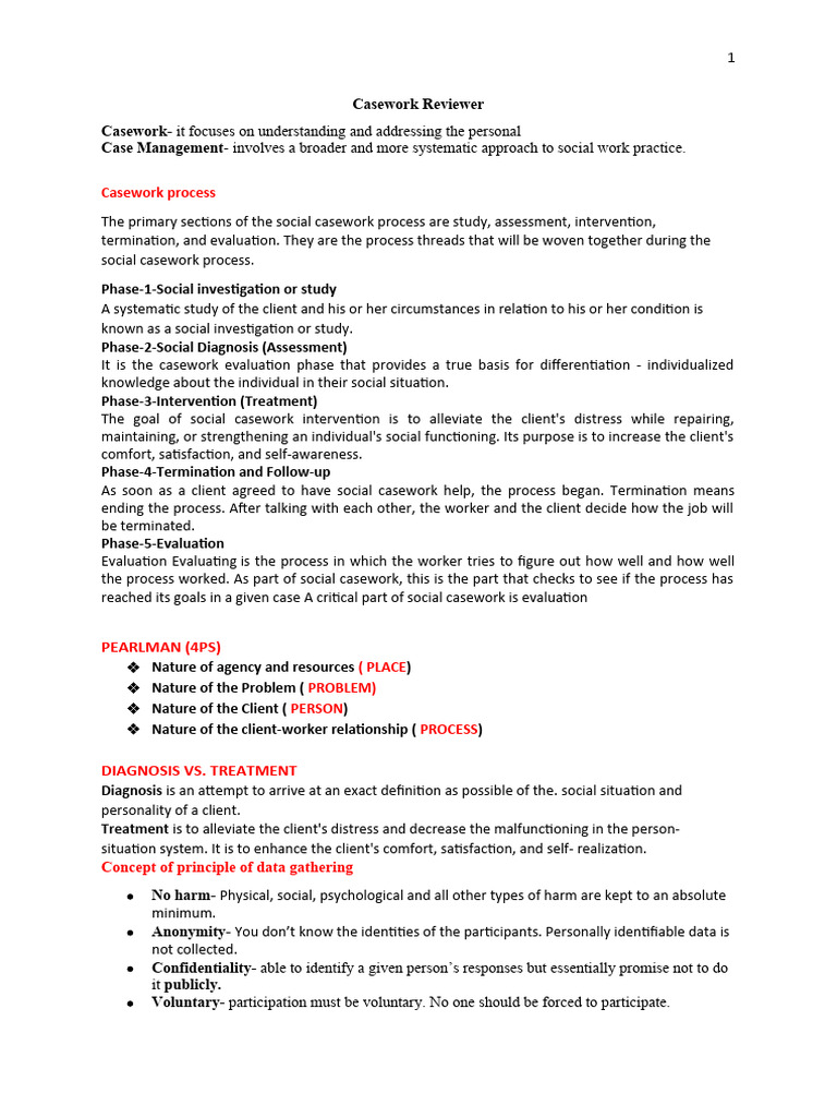 Casework Reviewer | PDF | Social Work | Sympathy