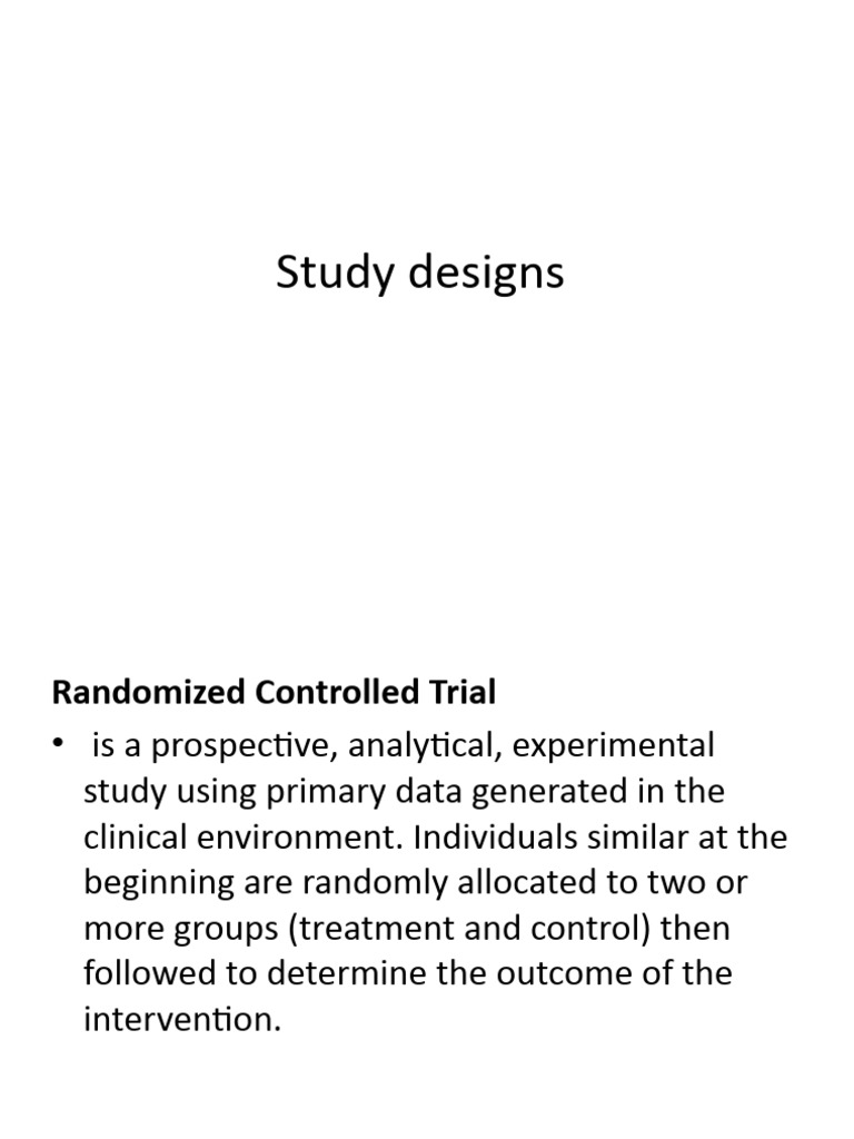 Study Designs | PDF | Cohort Study | Randomized Controlled Trial