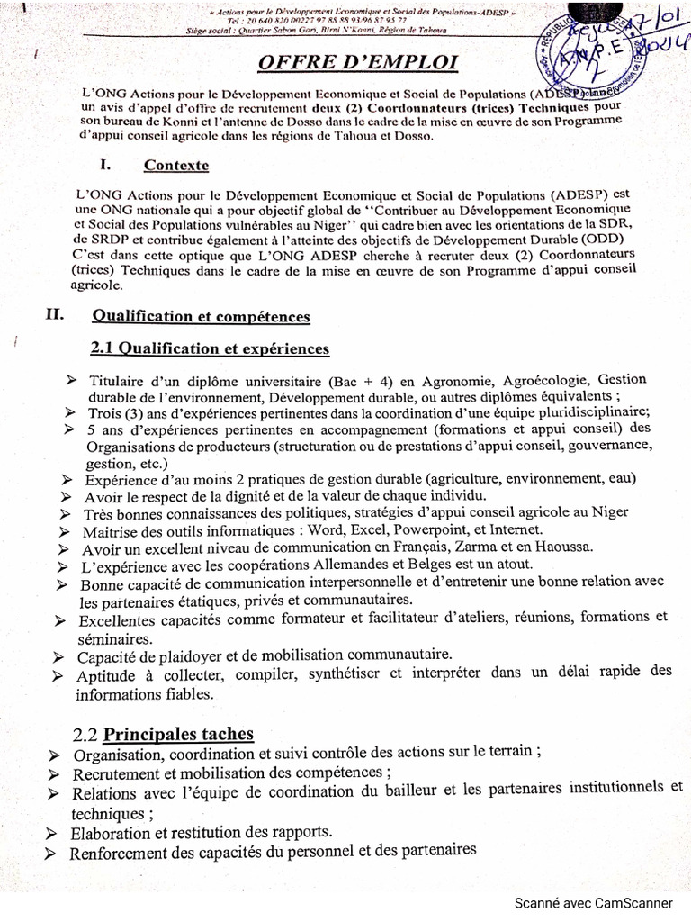 Coordonnateur Technique | PDF