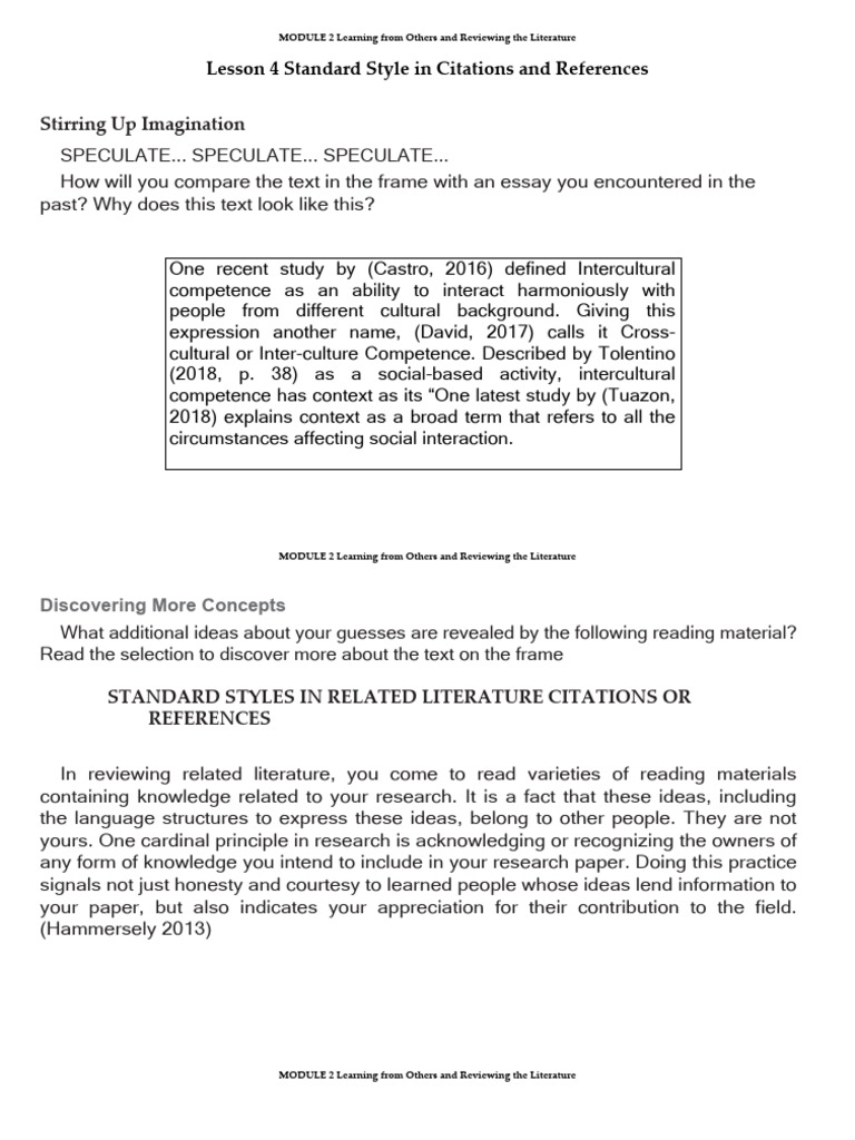 Lesson 4 Standard Style in Citations and Reference1 | PDF | Citation | Word