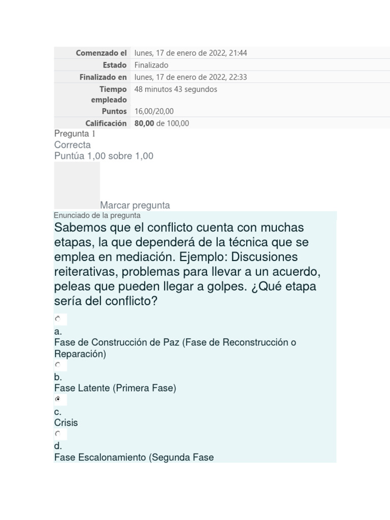 Examenes y Pruebas Mediacion Comunitaria 2023 | PDF | Mediación