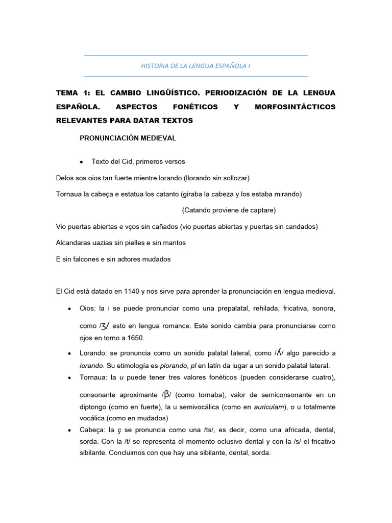 Historia de La Lengua Española I | PDF | Lengua española | latín