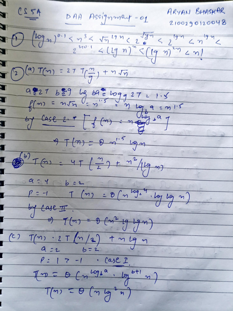 DAA Assignment 1 | PDF