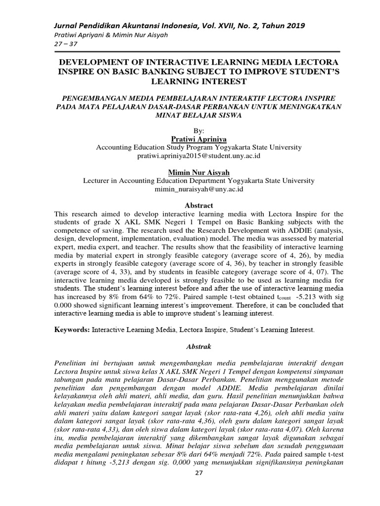 Development of Interactive Learning Media Lectora Inspire On Basic ... Development of Interactive Learning Media Lectora Inspire On Basic ...