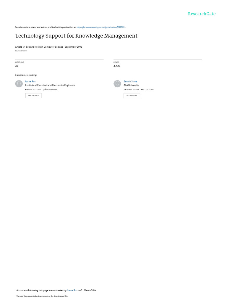 Technology Support For Knowledge Management | PDF | Knowledge ...
